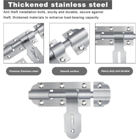 Targette porte ext. 105 mm inox Verrou coulissant avec cadenas, pour ...