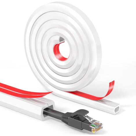 Cache Câble Auto adhésif Blanc 15mmx2m Conduit Souple pour Gestion des ...