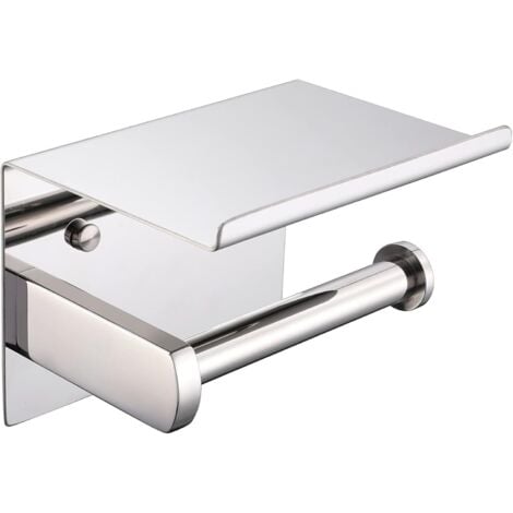 Porte rouleau de papier toilette moderne en acier inoxydable SUS 304, chrome poli, avec tablette ...