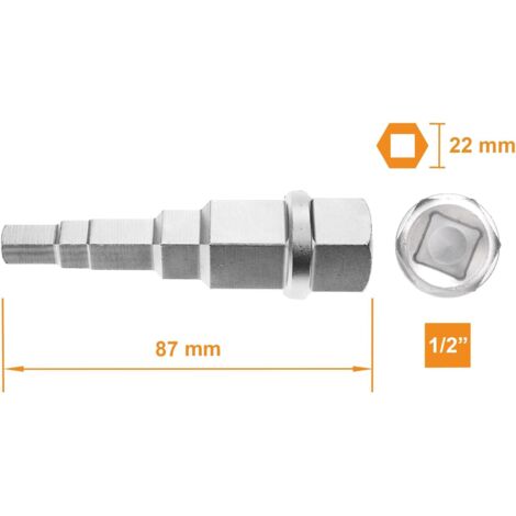 Universal 1/2" Square Spanner Socket Step Wrench 5 Stage Radiator Spud ...