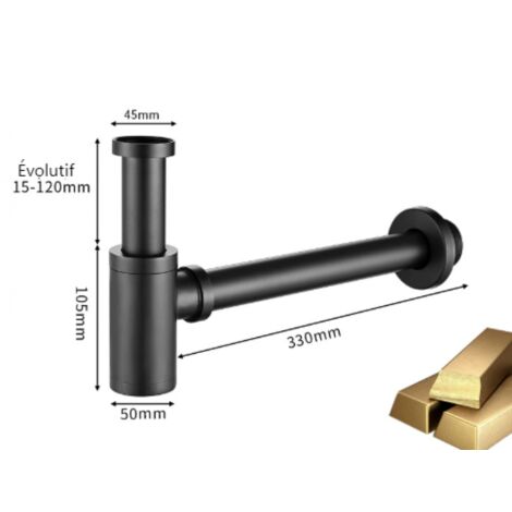 Noir Mat,Siphon de Lavabo salle de bain, Bonde Standard Acier ...