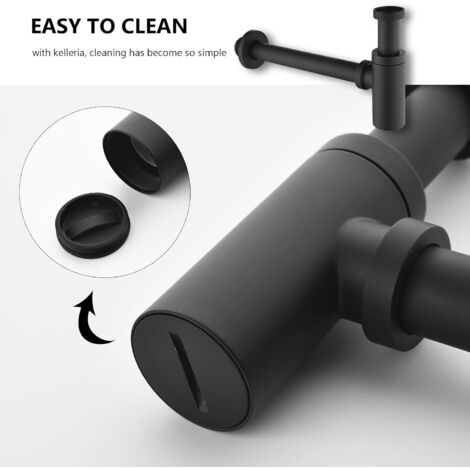 Noir Mat,Siphon de Lavabo salle de bain, Bonde Standard Acier ...