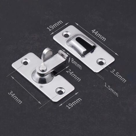 Loquet porte angle droit inox verrou coulissant sécurité 90°