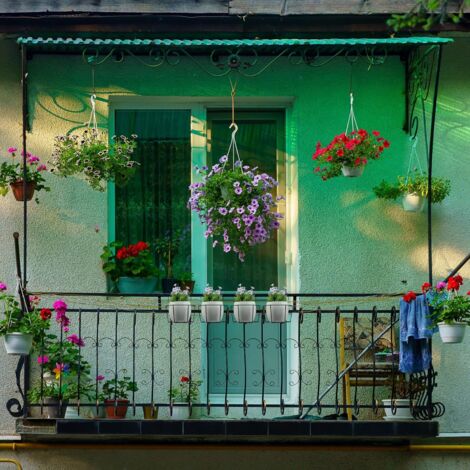 Support à Pots de Fleurs, Lot de 4, Porte-Pot, pour rambarde du Balcon ...