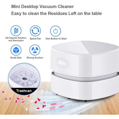 Mini aspirateur de table sans fil USB, 90 min d’autonomie, rotatif 360 ...
