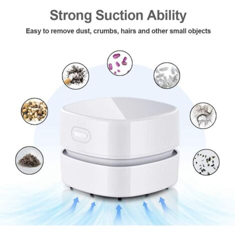 Mini aspirateur de table sans fil USB, 90 min d’autonomie, rotatif 360 ...