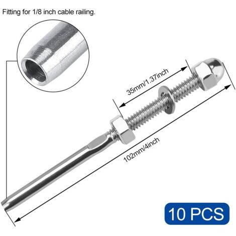 10 Stück Kabelspanner mit Gewinde, Edelstahl-Kabelteiler, Leitplanken ...