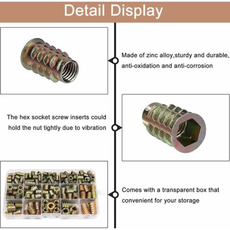 230 pezzi dadi esagonali M4 M5 M6 M8 M10 con inserti filettati, inserti ...