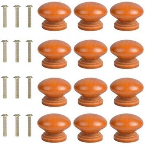[MAI USATO]12 pomelli rotondi in legno massello per cassetti, pomelli ...