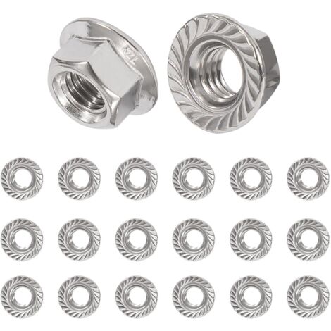 Tuercas de brida M6, tuerca de seguridad de acero inoxidable, tuerca de ...