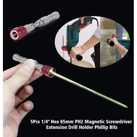 NOLUXA Embouts de Tournevis,5Pcs 65 mm S2 acier magnétique tête cruciforme PH2 Adaptateur de ...