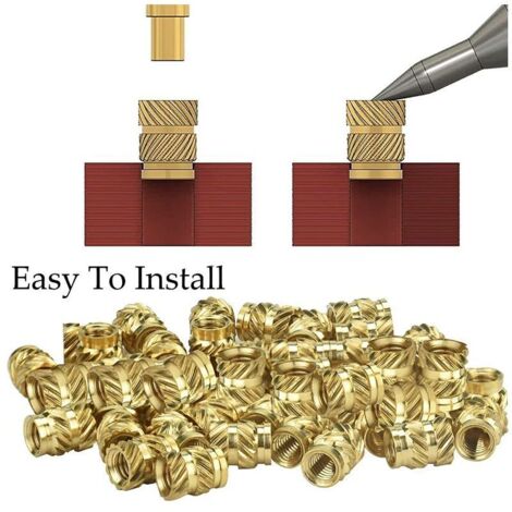 50 PCS Filetage Femelle Écrous en Laiton Insert Fileté Assortiment M3 ...