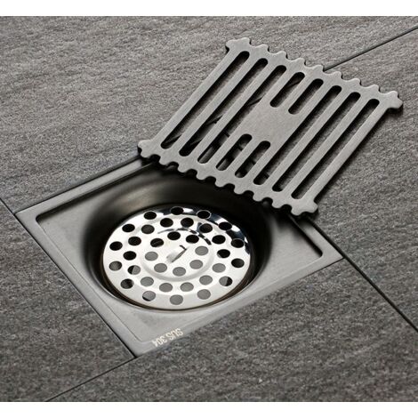Siphon de sol sanitaire pistolet gris [10X10cm]