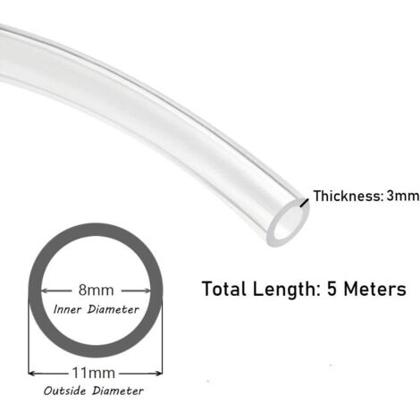 Tuyau flexible en PVC transparent de qualité alimentaire, 8 mm x 11 mm ...