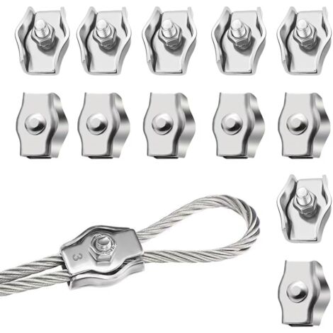 Lot de 12 serre-câbles M3 - 3 mm - En acier inoxydable 304 - Pour câble ...