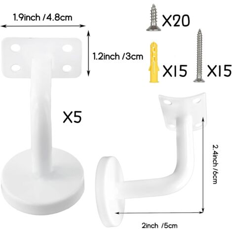 Support de main courante blanc, 5 supports de rambarde en acier ...