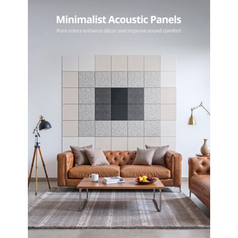 Panneaux muraux acoustiques carrés, autocollants, 30 cm x 30 cm x 9 mm ...