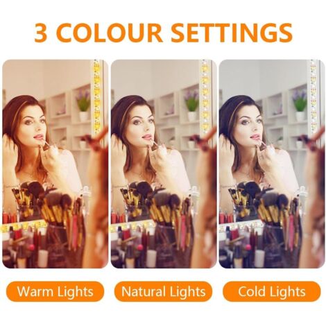 m LED-Spiegellicht, 3 Farben einstellbar, DIY-Make-up-Licht für Schrank ...