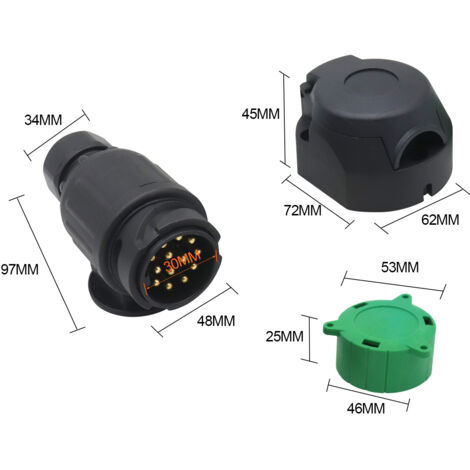 13-poliger Stecker, wasserdichte Anhängersteckdose, 12 V, 13-polige ...