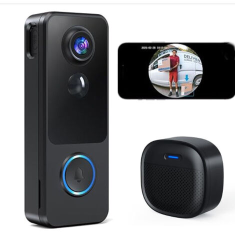 Campanello wireless HD 1080P con telecamera, impermeabile per esterni ...