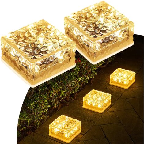 Pack de 2 luces solares de 6 LED para pavimento, luz blanca cálida ...
