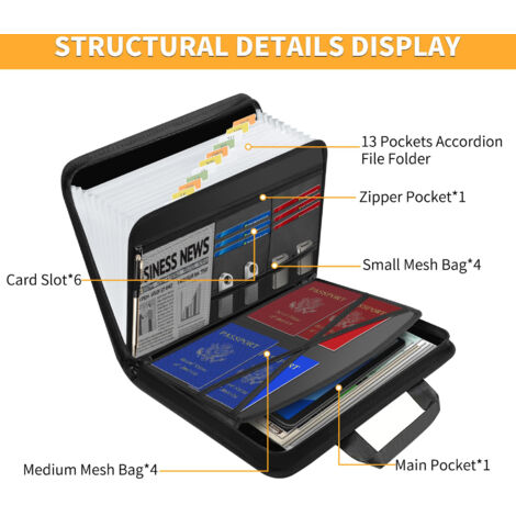 Portadocumentos ignífugo con asa, tamaño A4, 13 compartimentos y ...
