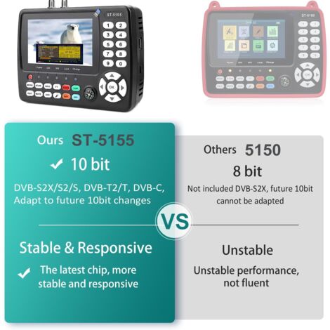 ST-5155 Satellitenfinder DVB-S2/S/S2X/T2/T/C Combo, H.264/265 10bit ...