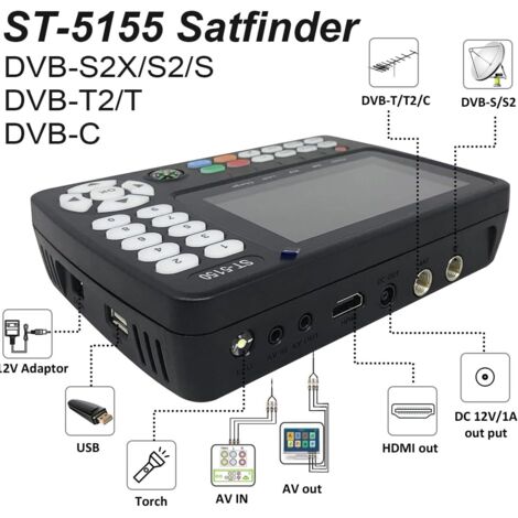 ST-5155 Satellitenfinder DVB-S2/S/S2X/T2/T/C Combo, H.264/265 10bit ...
