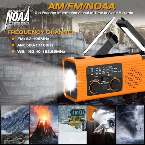 NOAA/AM/FM-Notfallwetterradio mit tragbarer 4000-mAh-Powerbank ...