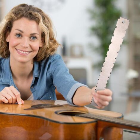 Guitar Neck Notched Ruler, Straight Edge Tool, 16.5 Inches Stainless ...