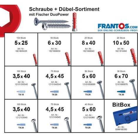 FRANTOS i-BOXX 666 tlg. Schrauben & Dübel Set Sortiment