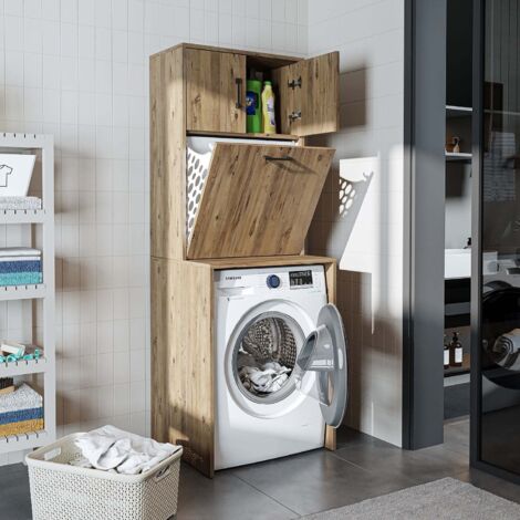 Luna Washing Machine Cabinet with Built In Laundry Basket and Storage ...