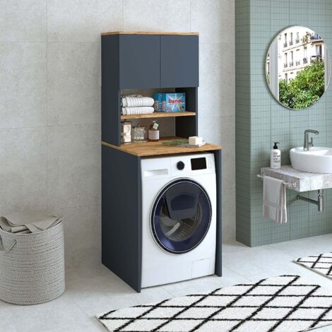 Eco Washing Machine Cabinet with Upper Storage, Oak Effect and Anthracite