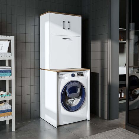 Luna Washing Machine Cabinet with Built In Laundry Basket and Storage ...