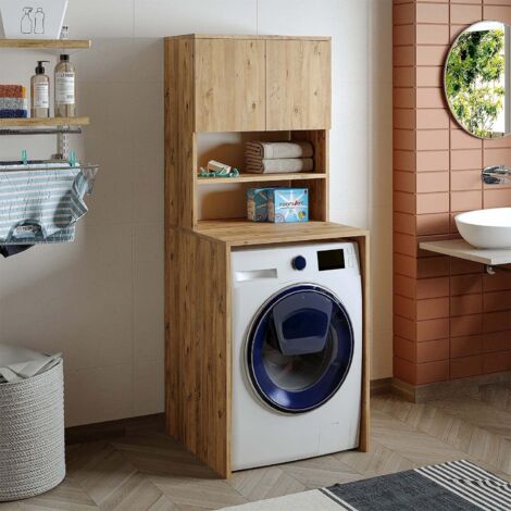 Eco Washing Machine Cabinet with Upper Storage, Oak Effect