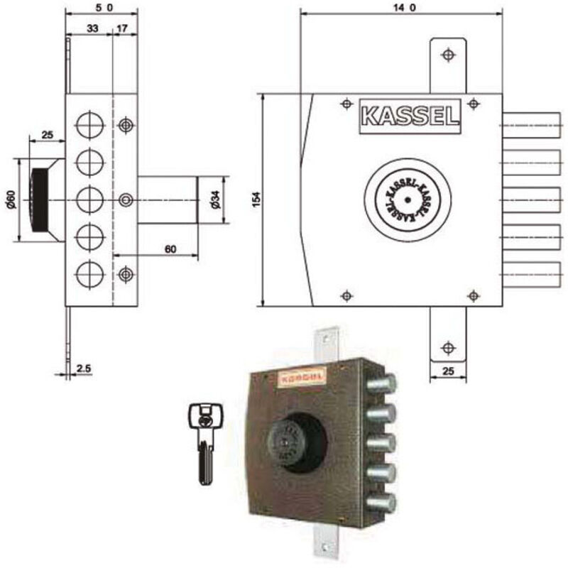 Cerradura Sic.Triple Izquierda Bomba 2302/Cp Kassel