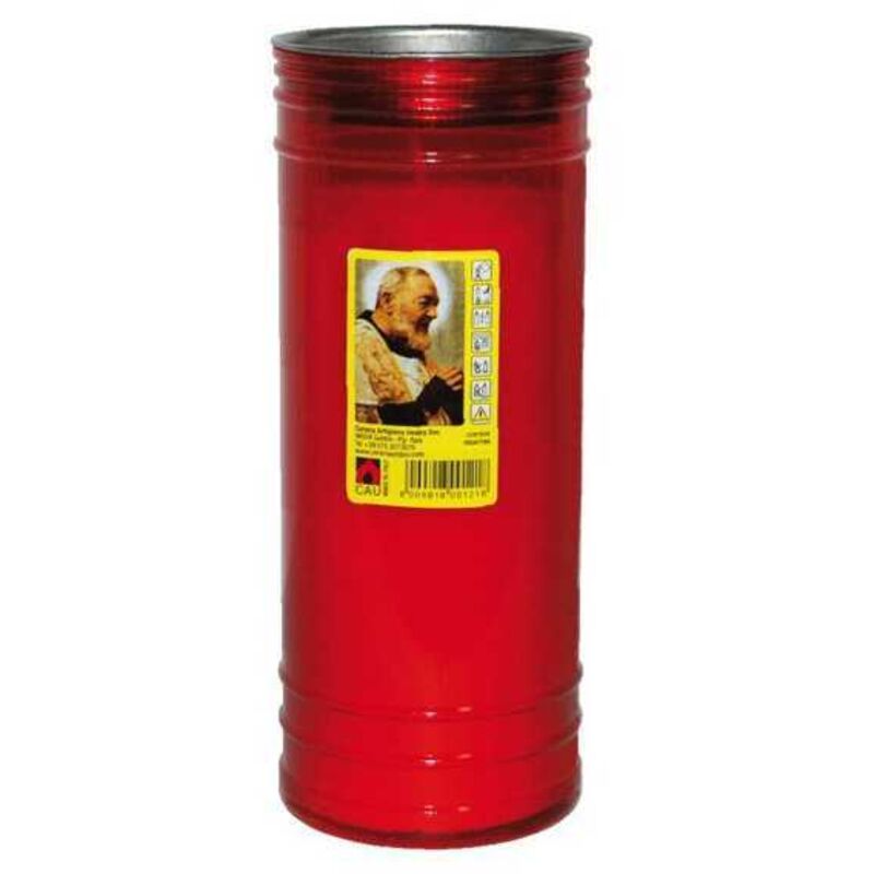 Cero Votivo Padre Pio Rojo Maxi 8X21