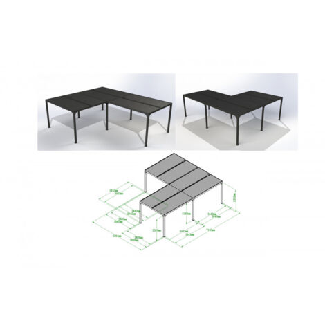 Pérgola bioclimática angular de aluminio dimensiones ...