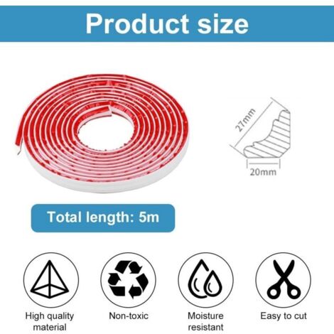 Moldura de cuarto de círculo autoadhesiva flexible de 5 m, moldura de ...