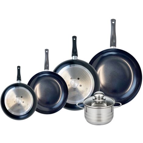 Ensemble de 4 Poêles de cuisson 20, 24, 28 et 32 cm et 1 faitout 16 cm Elo Prima Brillant