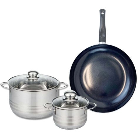 Ensemble de 1 Poêle de cuisson 28 cm et 2 faitouts 14 et 20 cm Elo Prima Brillant