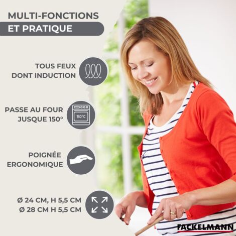 Set 2 poêles 24 et 28 cm en inox et couvercles verre Fackelmann Geneva