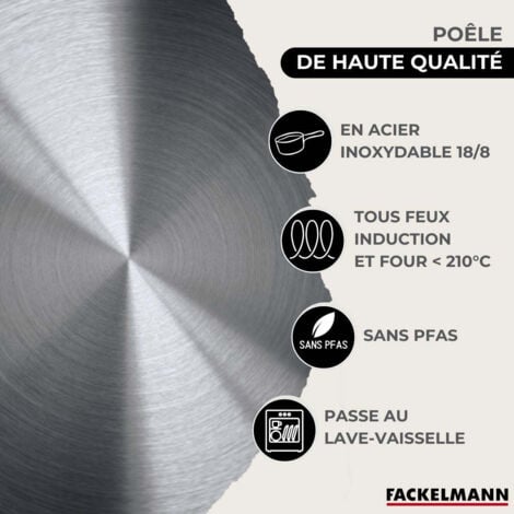 Set 2 poêles 24 28 cm en inox et 2 couvercles verre, 3 faitouts inox 16, 20 et 24 cm Fackelmann ...