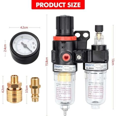 Druckluft-Druckminderer, Wasserabscheider, Ölabscheider mit Manometer ...