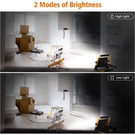 Foco LED recargable de 50 W para obras de construcción, luz de trabajo ...