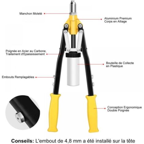 Alicates remachadores profesionales con 6 puntas para remaches ciegos ...