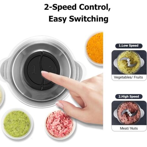 Picadora de carne eléctrica de acero inoxidable de 2L, 2 velocidades, 4 ...