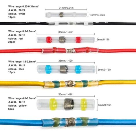 Kit de 150 conectores termorretráctiles: terminales eléctricos de ...