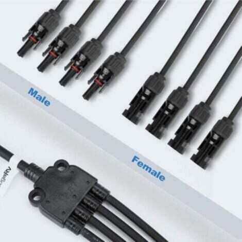 conectores en Y para paneles solares, conectores macho y hembra, cable ...