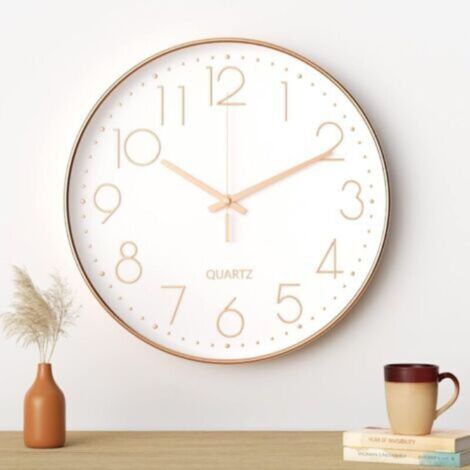 Reloj de pared moderno silencioso de 30 cm (12 pulgadas) (blanco con ...